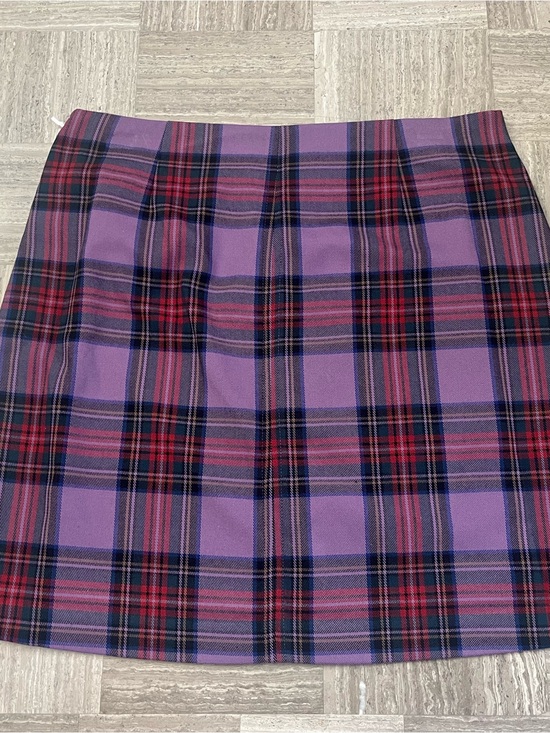 CeCe | Skirts | Cece Purple Plaid Mini Skirt With Red And Navy Stripes ...